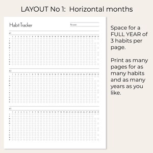 Printable Yearly Habit Tracker for Habits, Routines, Fitness, Medical ...