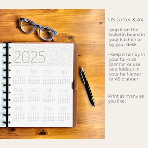 2025 Calendar, Year at a Glance, for Planner, Wall, Bulletin Board ...