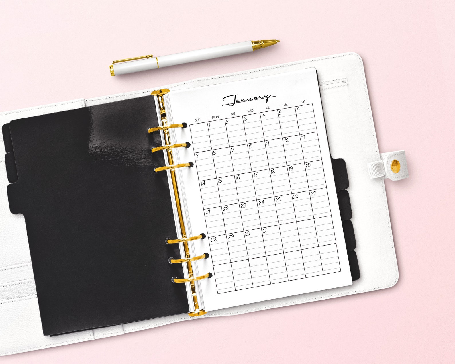 Printable Lined Monthly Calendar Insert, Undated, Perpetual Planner ...