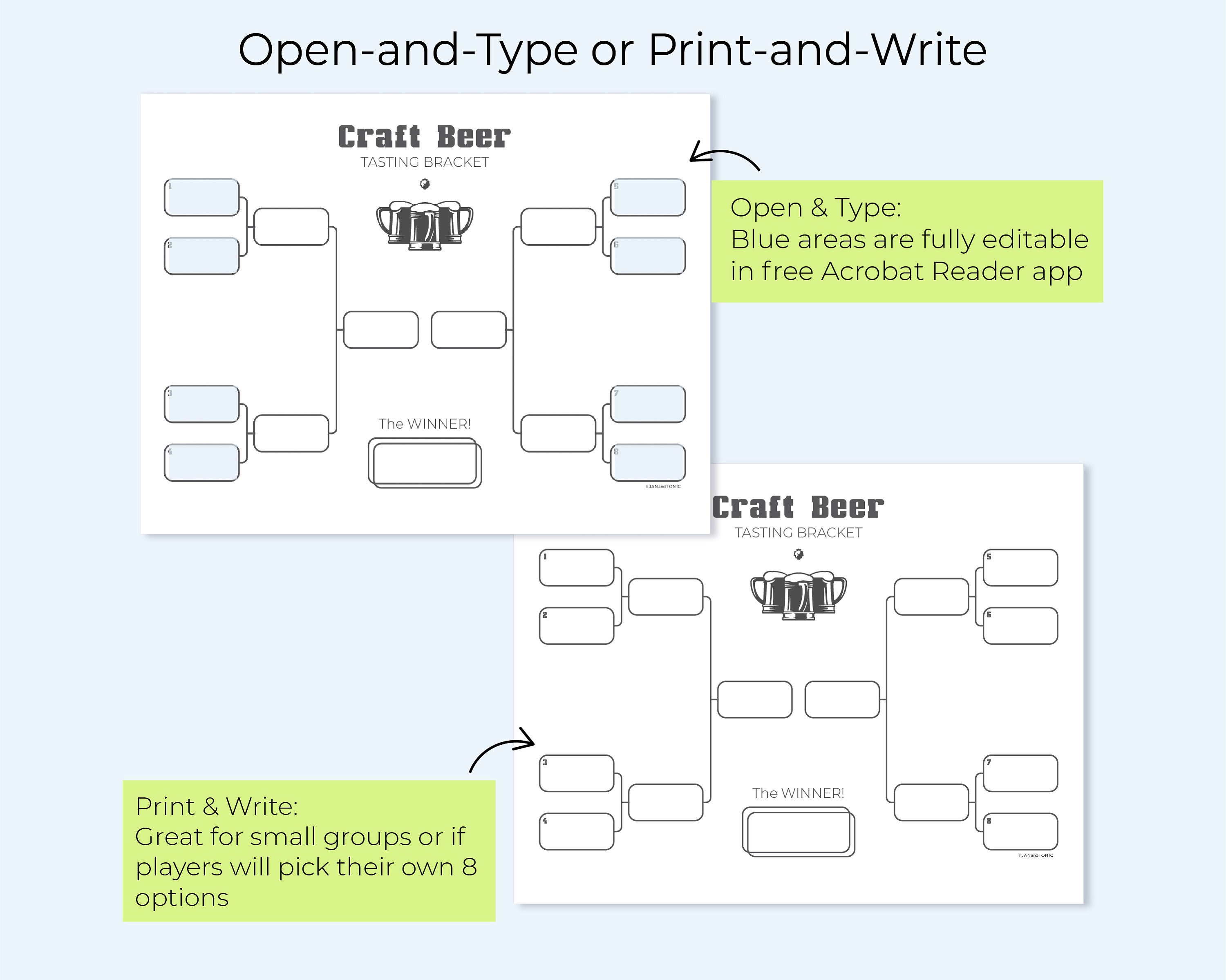 Craft Beer Tasting Bracket, Great for Game Day Party, Tournament Party ...