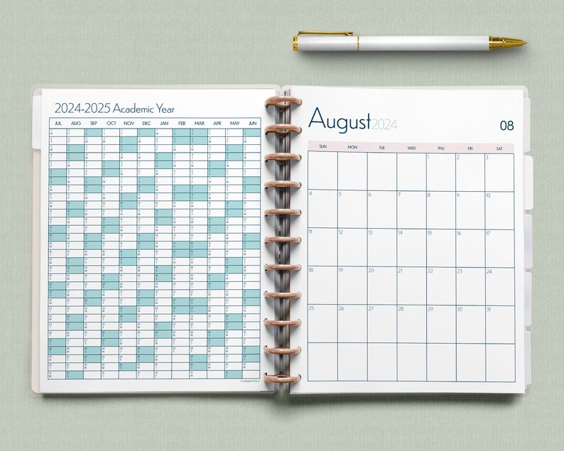 Academic Planner 2024-2025 Year and Monthly Printable, Homeschool ...