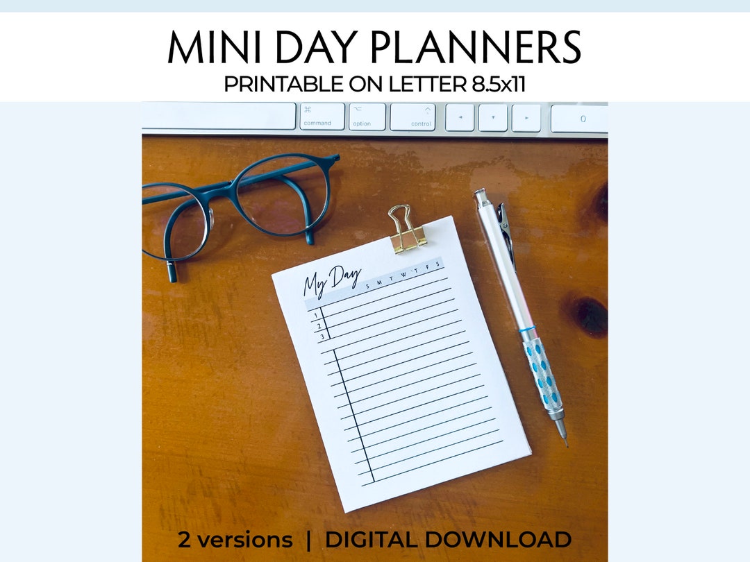 Printable Mini Daily Planner, Desktop Workday Notepad, Flexible, Always ...