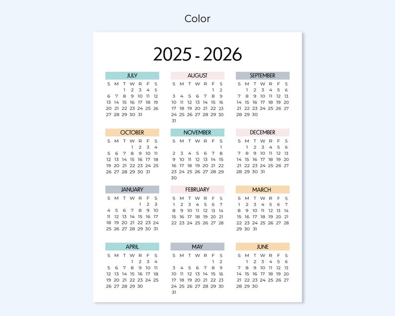 Academic Planner, 2025-2026 School Year Printable, Midyear Calendar ...