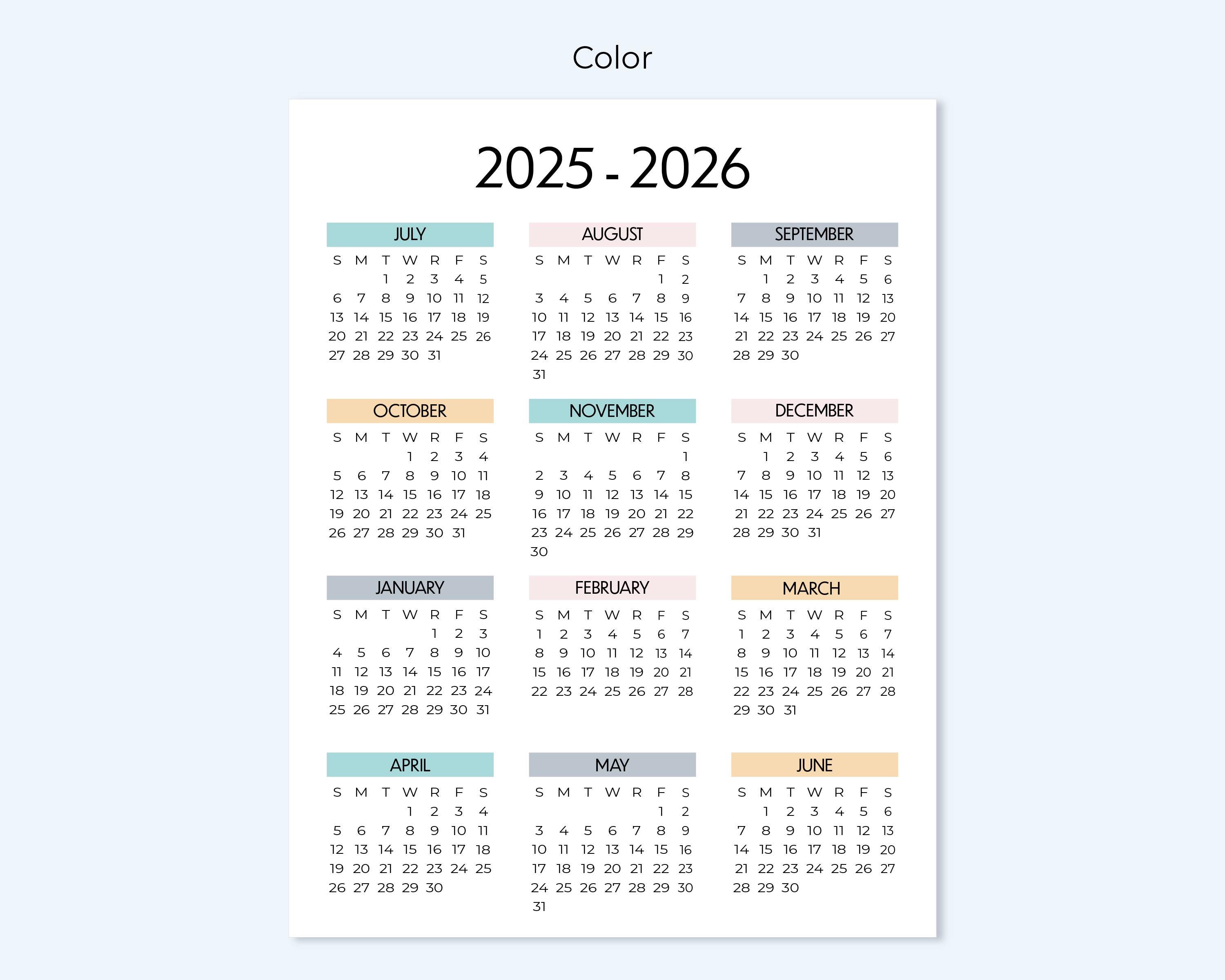 Academic Planner, 2025-2026 School Year Printable, Midyear Calendar ...