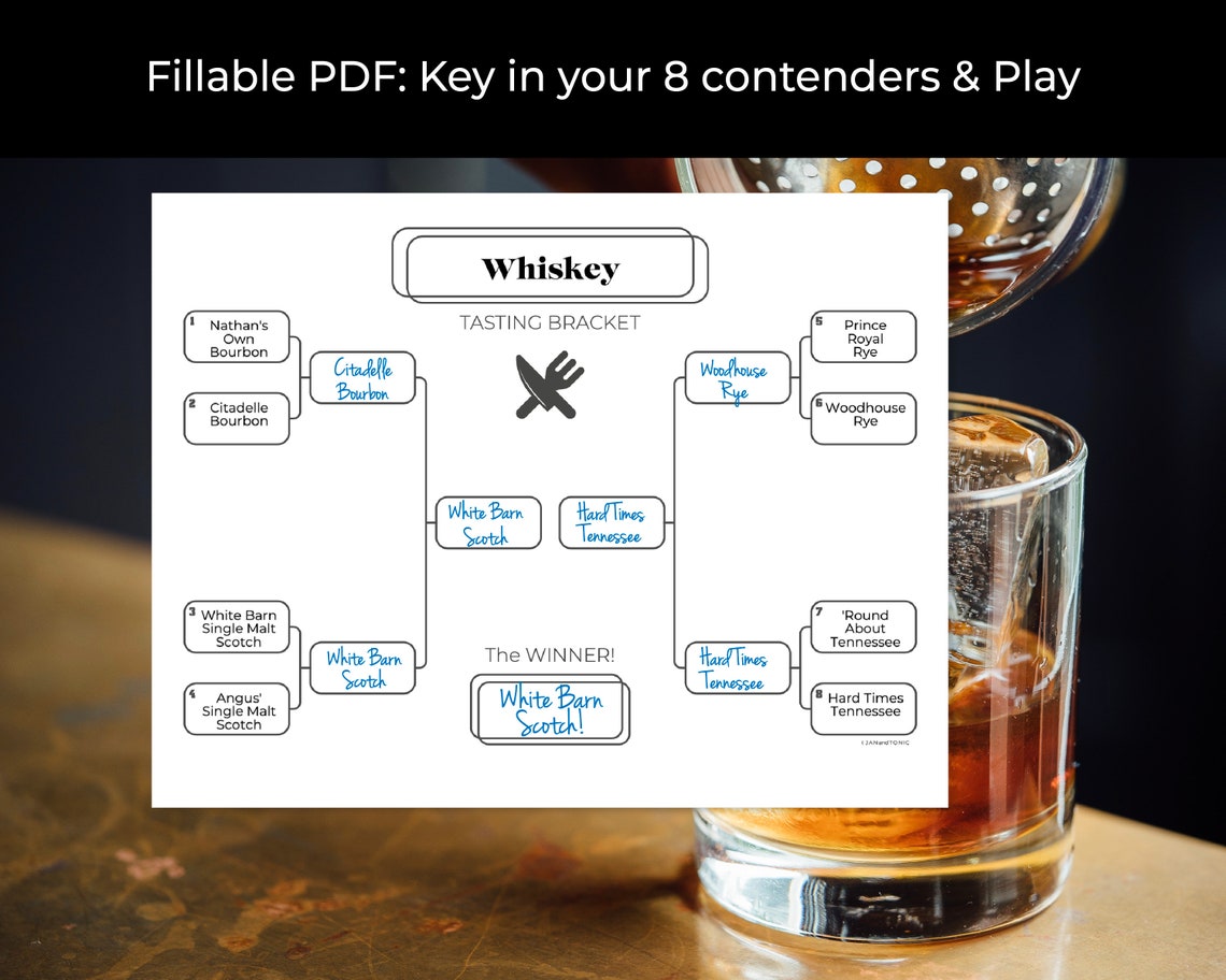 Printable Tasting Bracket for Game Day, Tournament Parties, Holidays ...