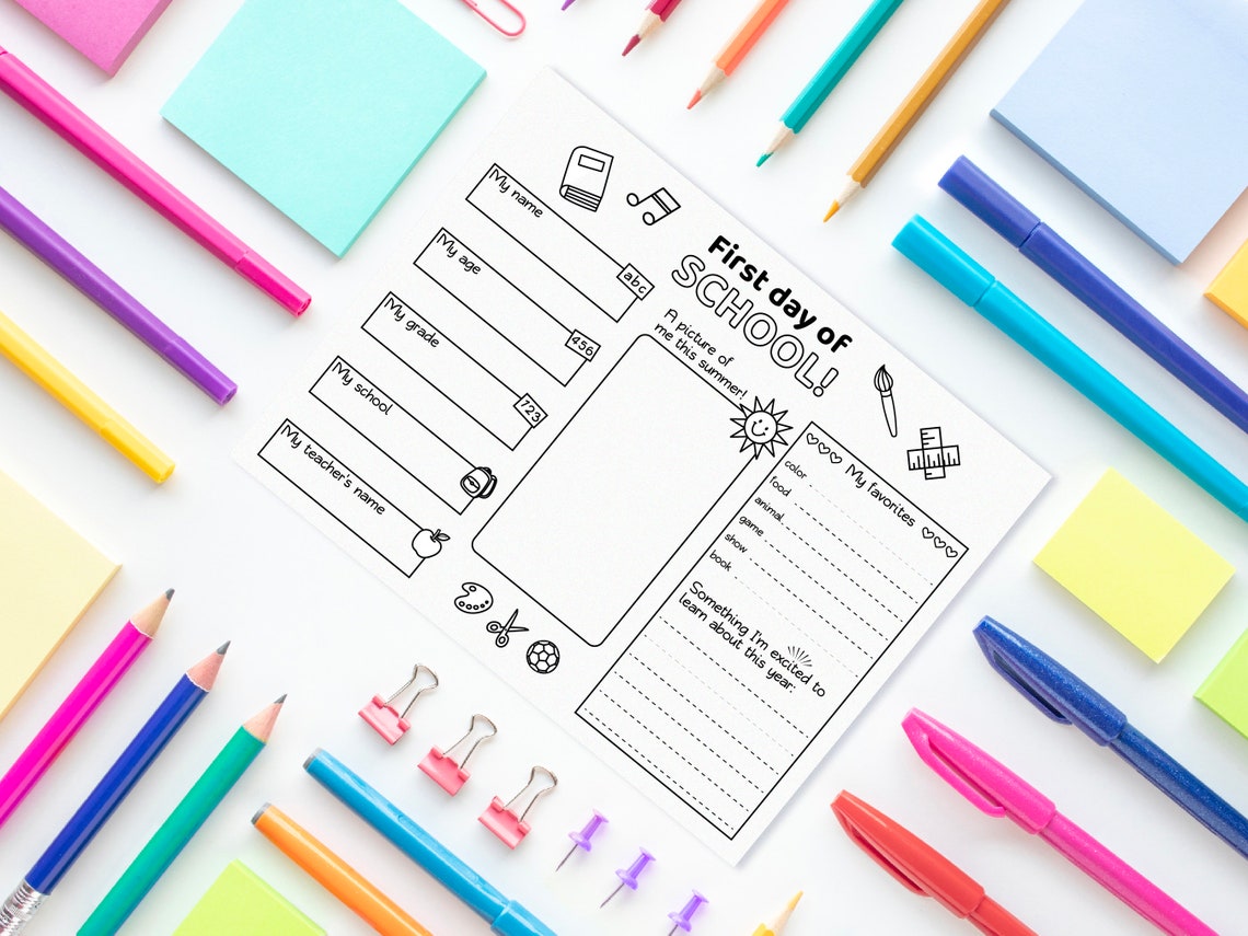 1st Day of School Printable Student Questionnaire. Back to - Etsy