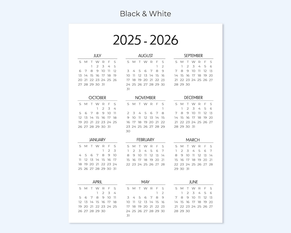 Academic Planner, 2025-2026 School Year Printable, Midyear Calendar ...