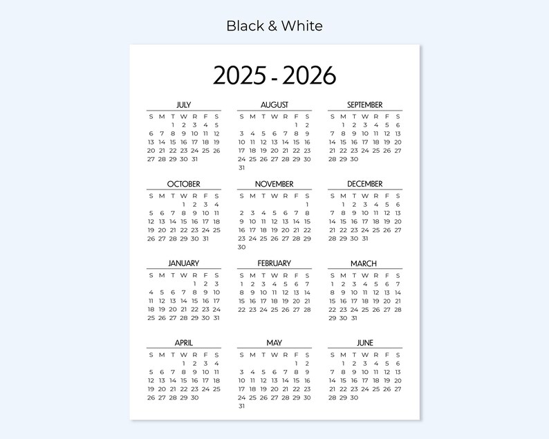 Academic Planner, 2025-2026 School Year Printable, Midyear Calendar ...