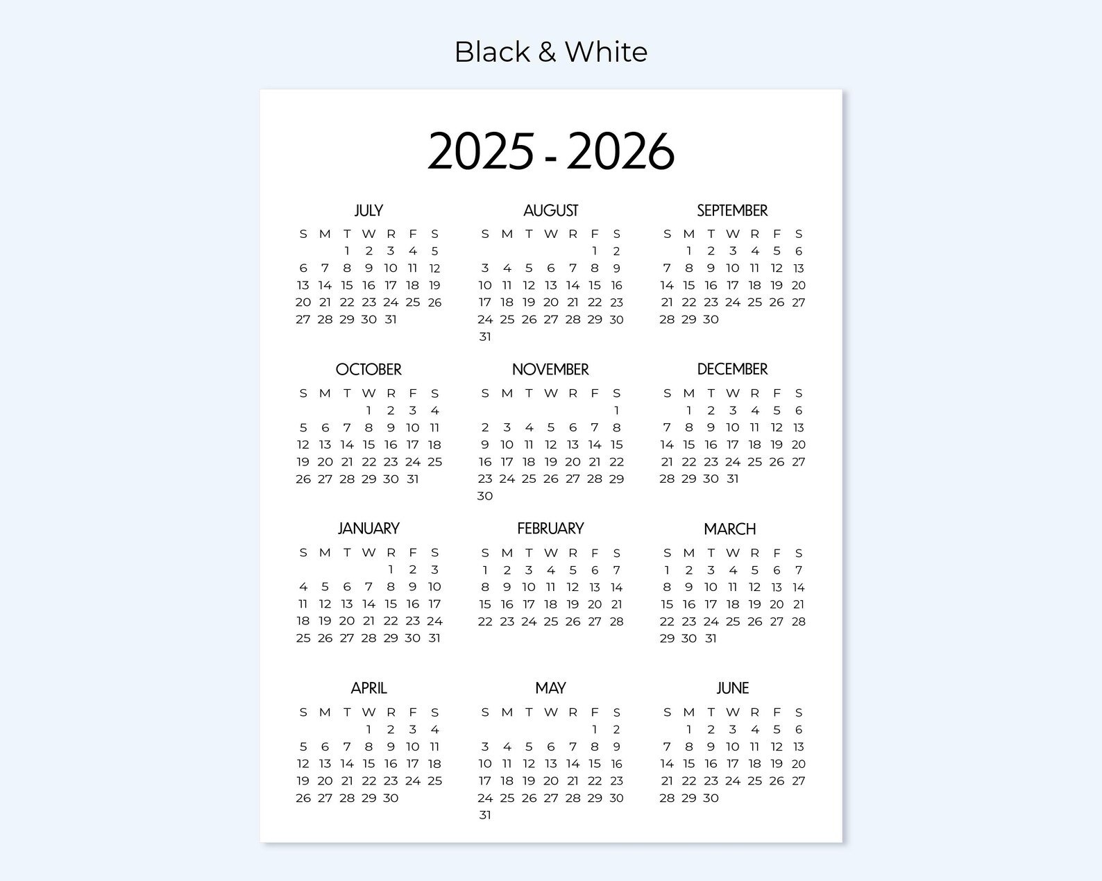 Academic Planner, 2025-2026 School Year Printable, Midyear Calendar ...
