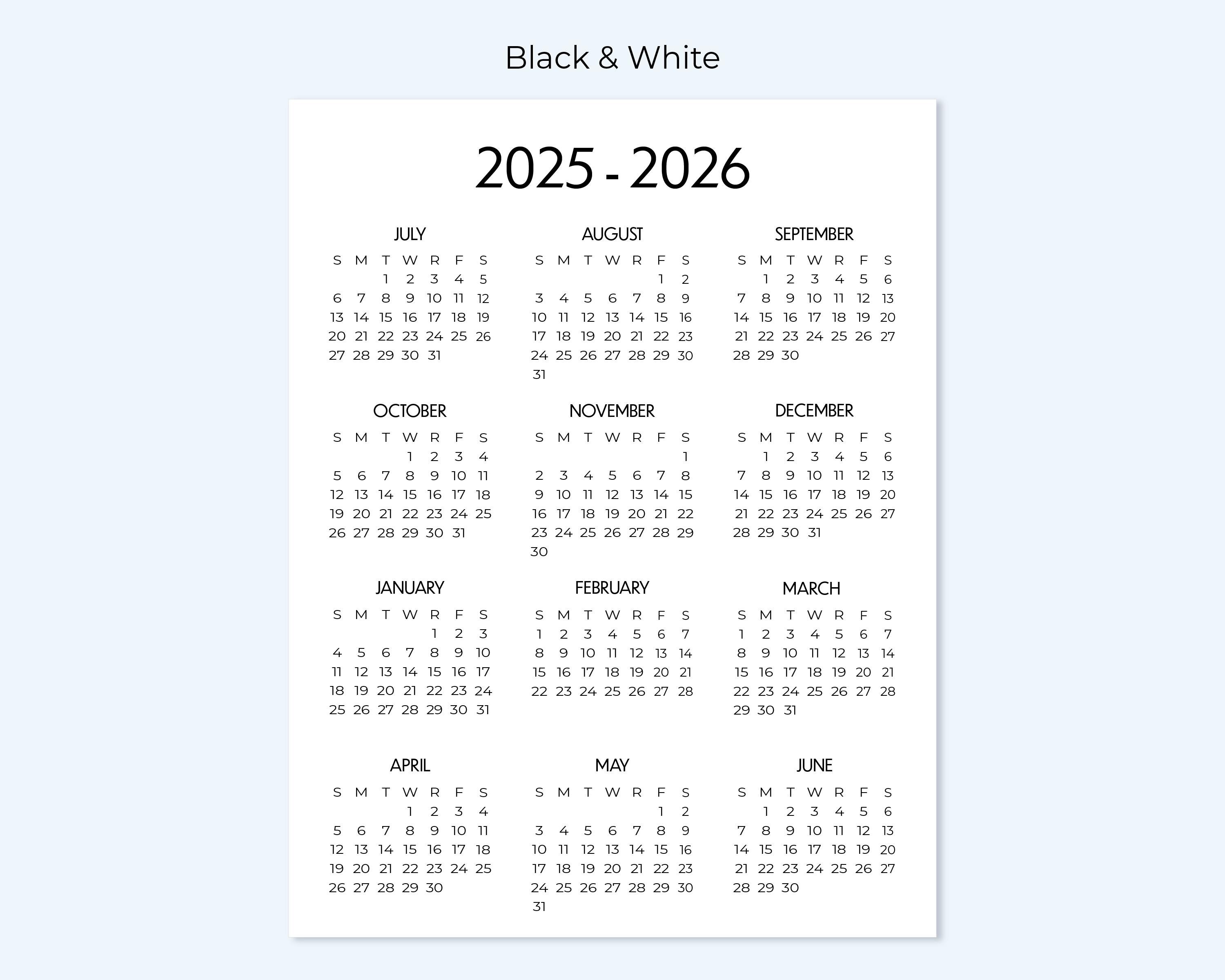 Academic Planner, 2025-2026 School Year Printable, Midyear Calendar ...