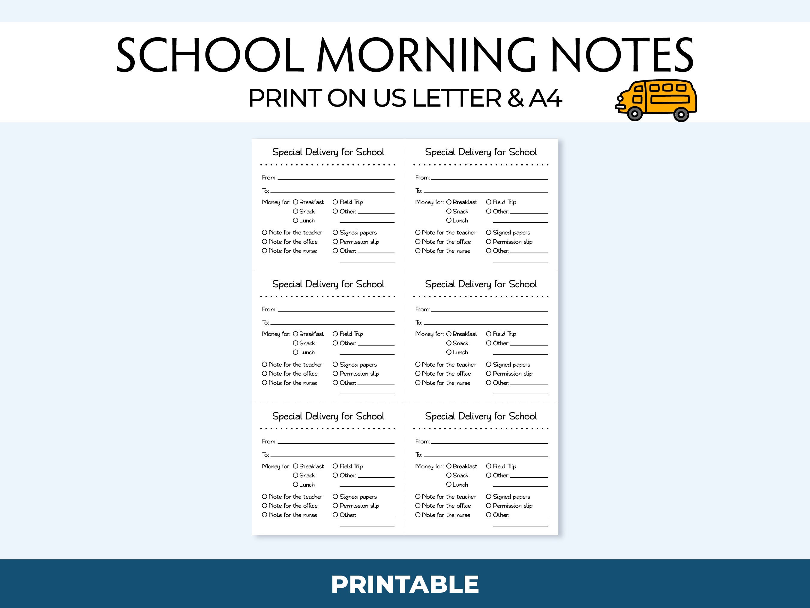 Note to School Printable Streamline School Mornings With - Etsy
