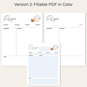 Editable Printable Recipe Template, 8.5 X 11 Fillable Pages, 2 Page ...