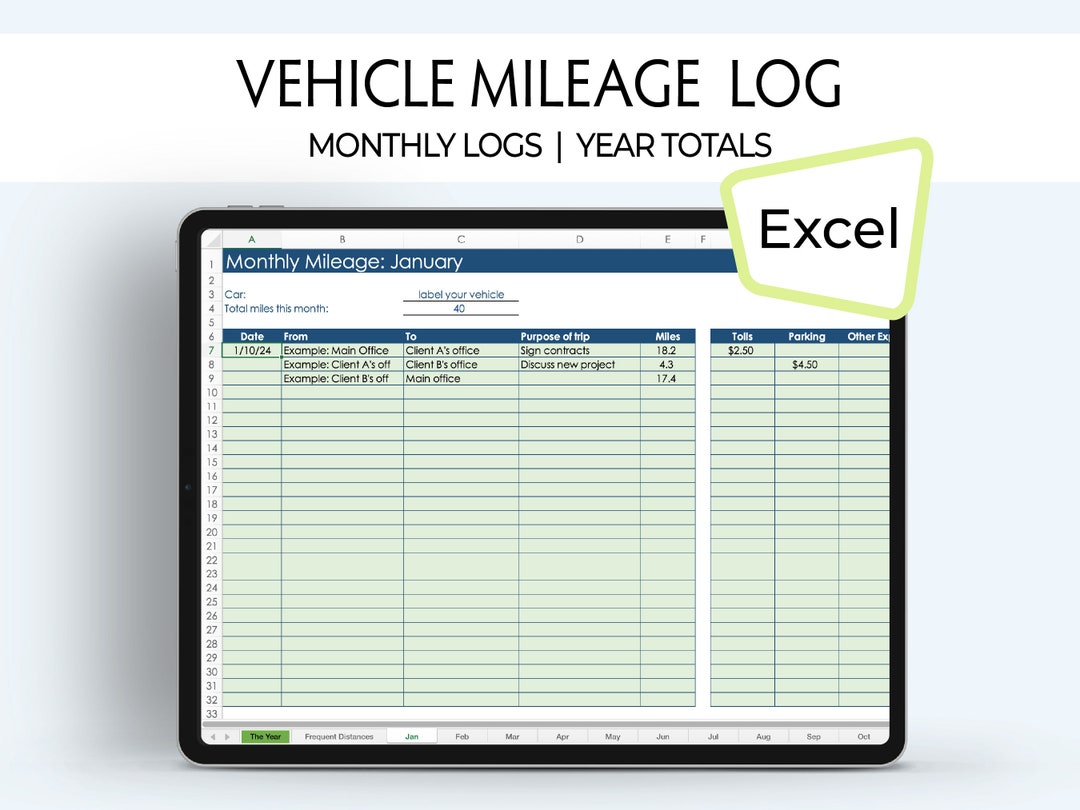 Mileage Tracker for Vehicle Business Expense Reports and Tax Mileage ...