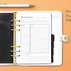 Meeting Minutes Printable, Note Taking Agenda, Professional, School ...