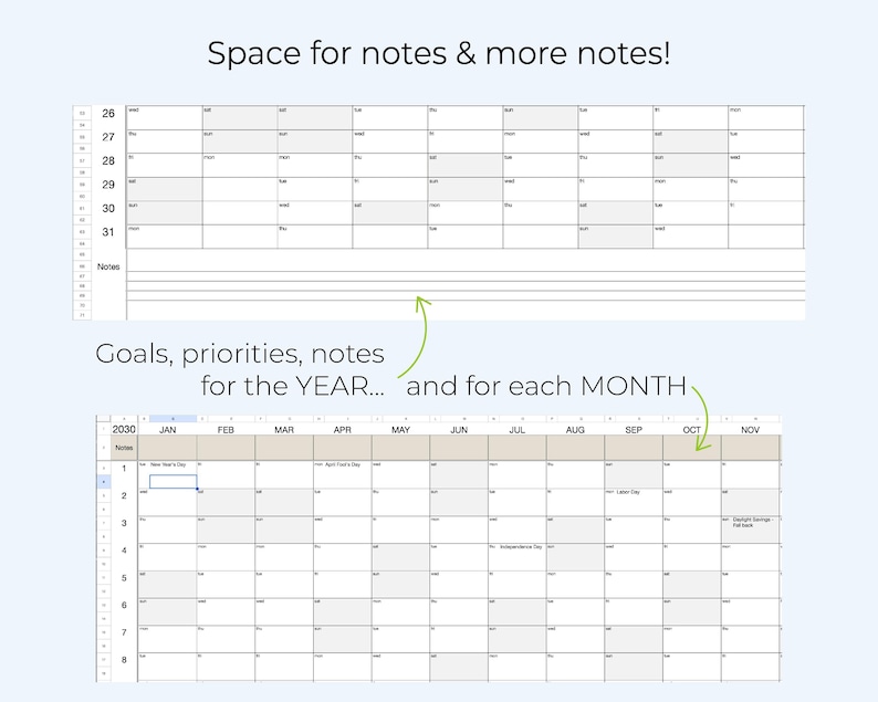 10 Year Planner Google Sheet, Family, School, Teaching, Travel, Annual ...