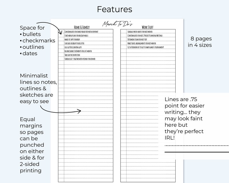 Printable Notepaper for Goals, Lists, Weekly, Monthly, Writing Paper ...