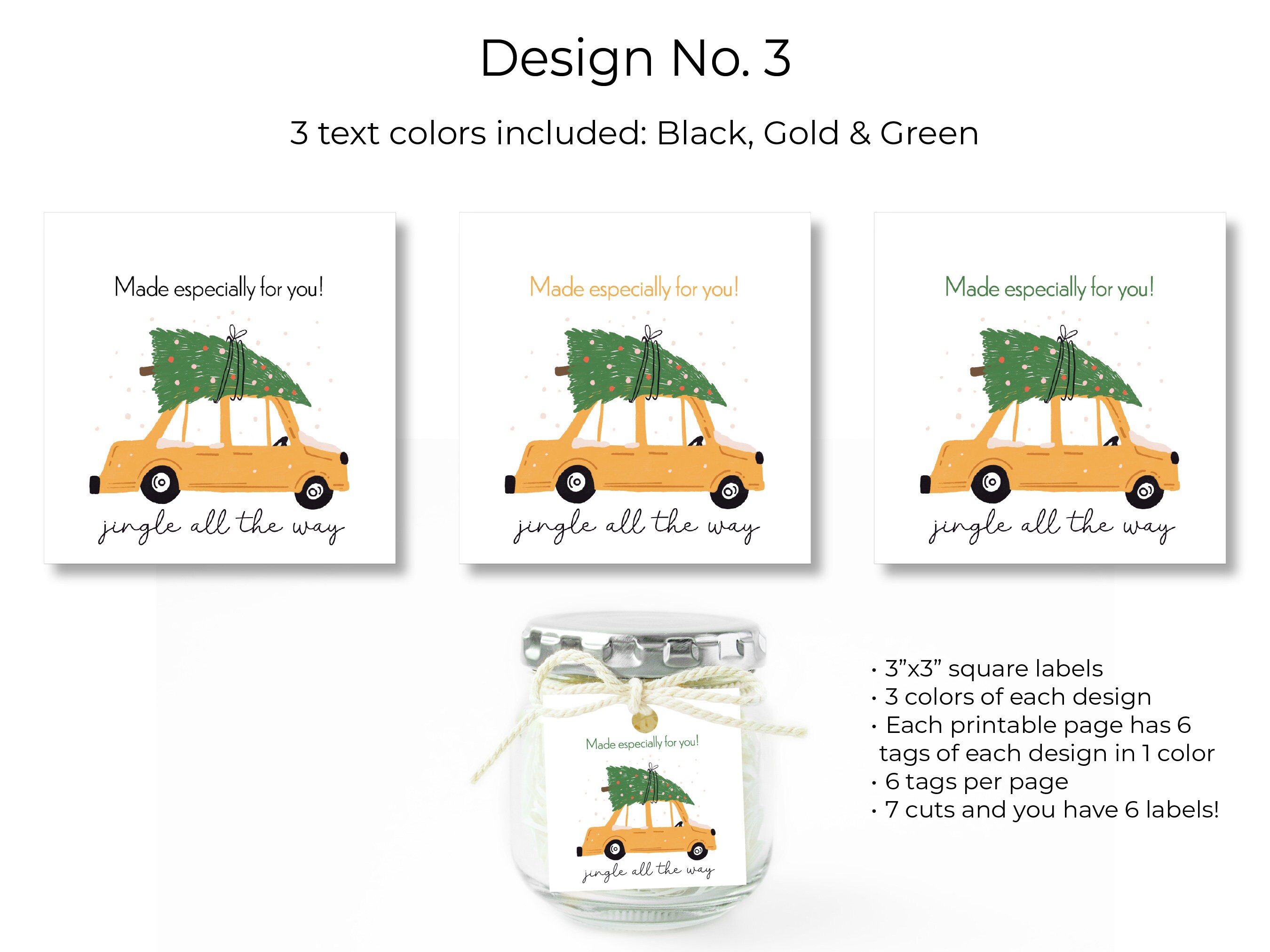 Printable Gift Tags, Square Christmas Gift Tags, 3 Holiday Designs on 3 ...