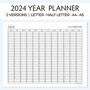 Yearly Printable Planner for 2024, Minimalist Yo1p for Work, Family ...