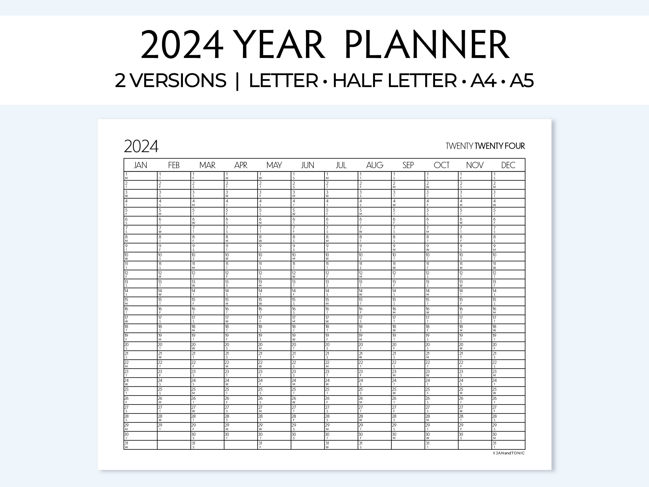 Yearly Printable Planner for 2024, Minimalist Yo1p for Work, Family ...
