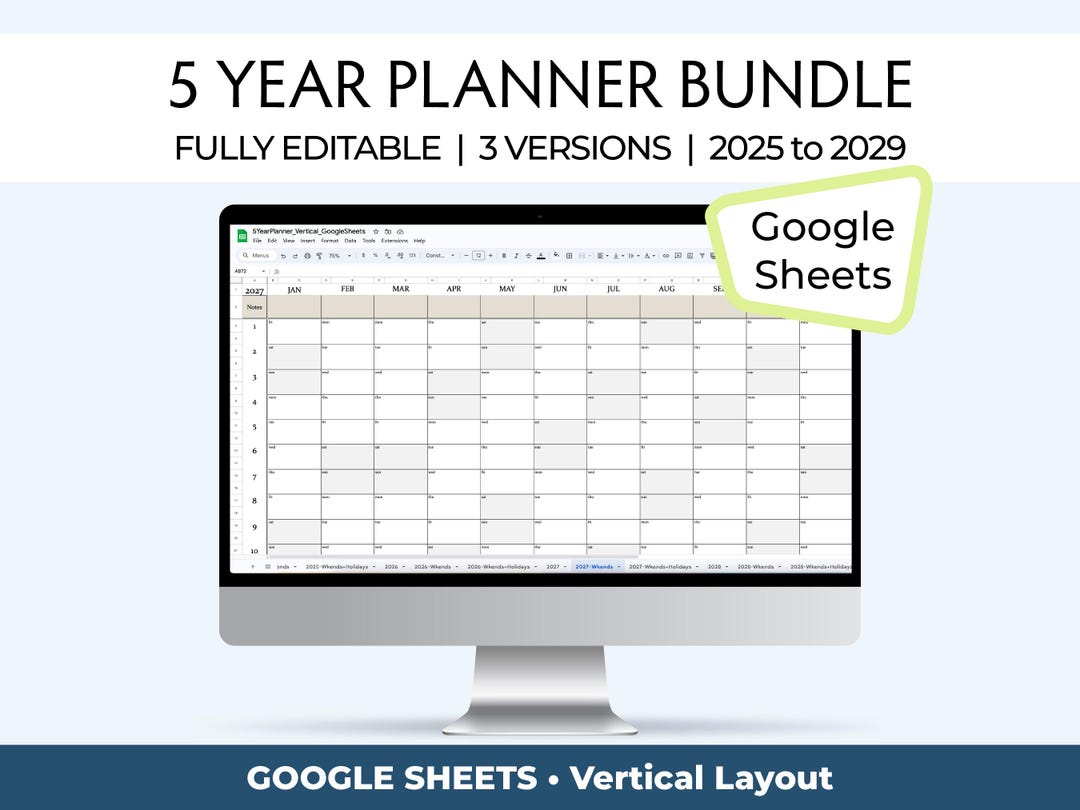 Year Planner Google Sheet, Family, School, Professional, Travel ...