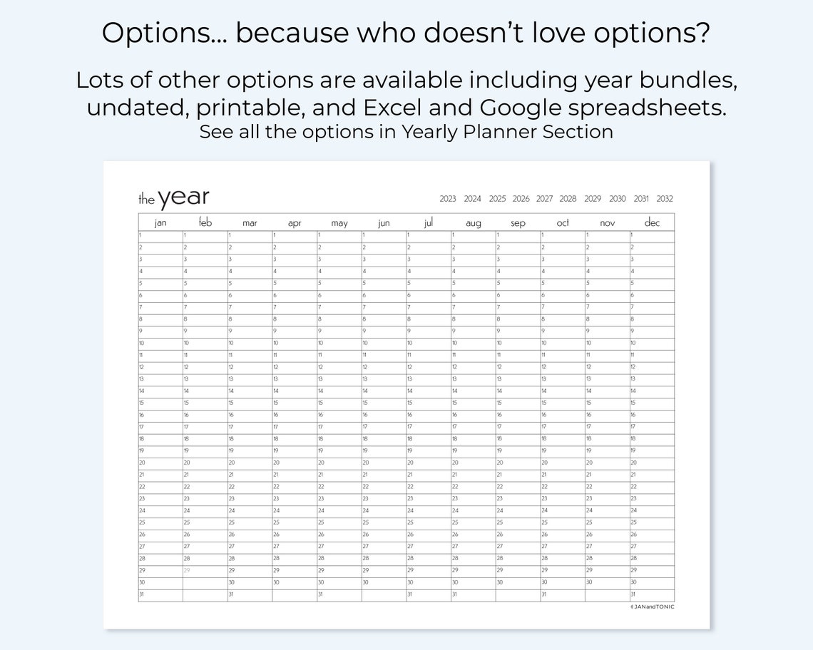 Printable Yearly Planner, 2024 Minimalist YO2P for Work, Family, Travel ...