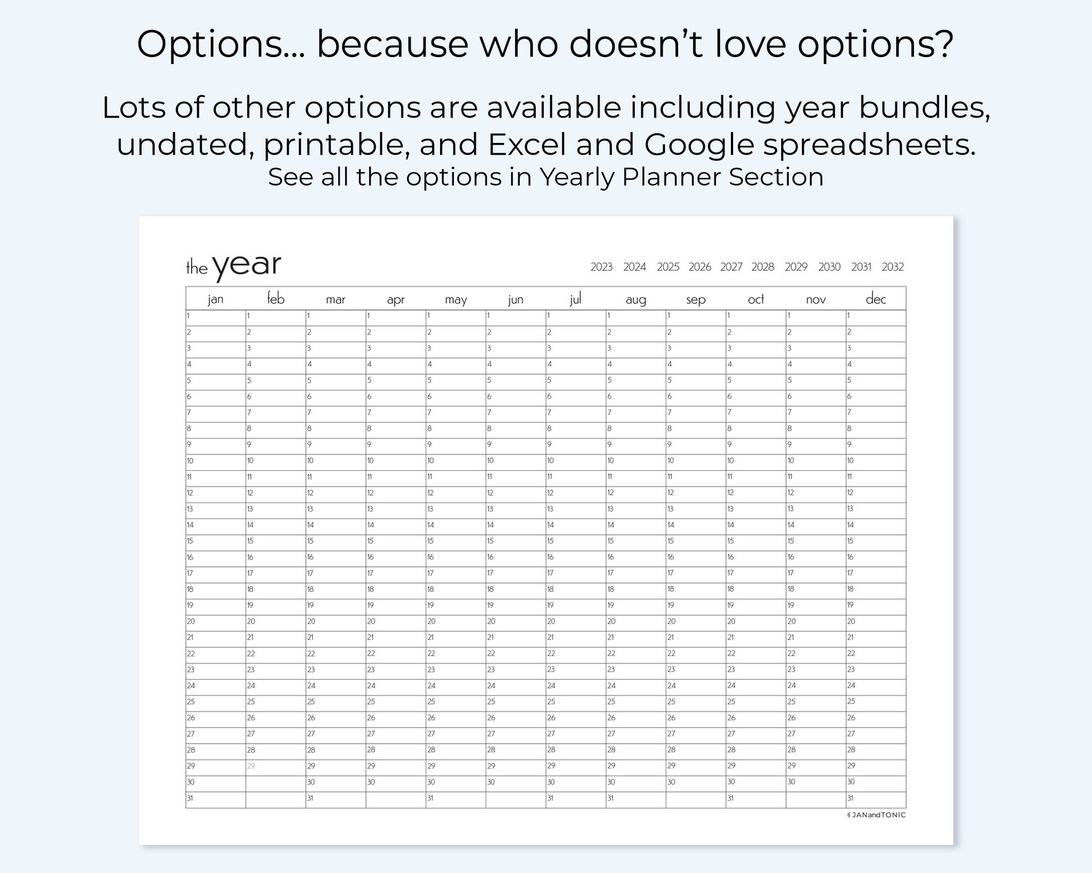 Printable Yearly Planner, 2024 Minimalist YO2P for Work, Family, Travel ...
