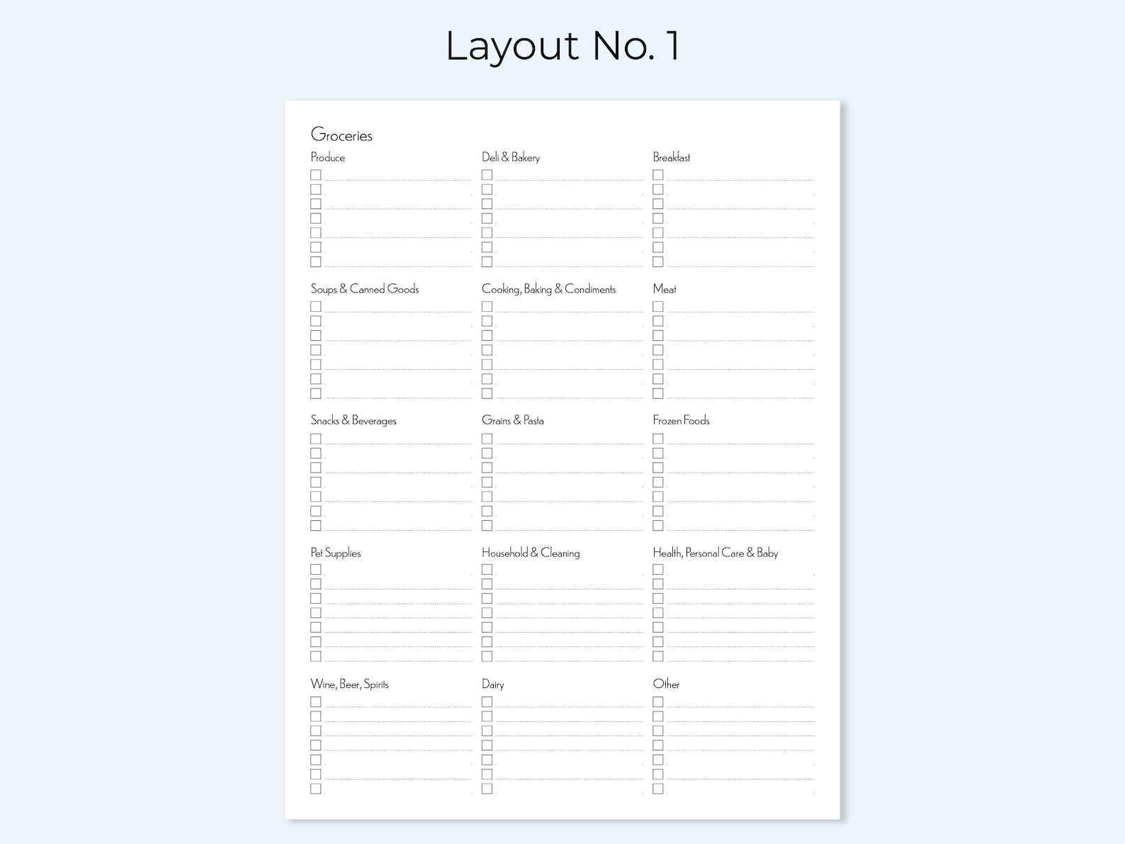 Printable Grocery List Templates, Digital or Print on Letter, Half ...