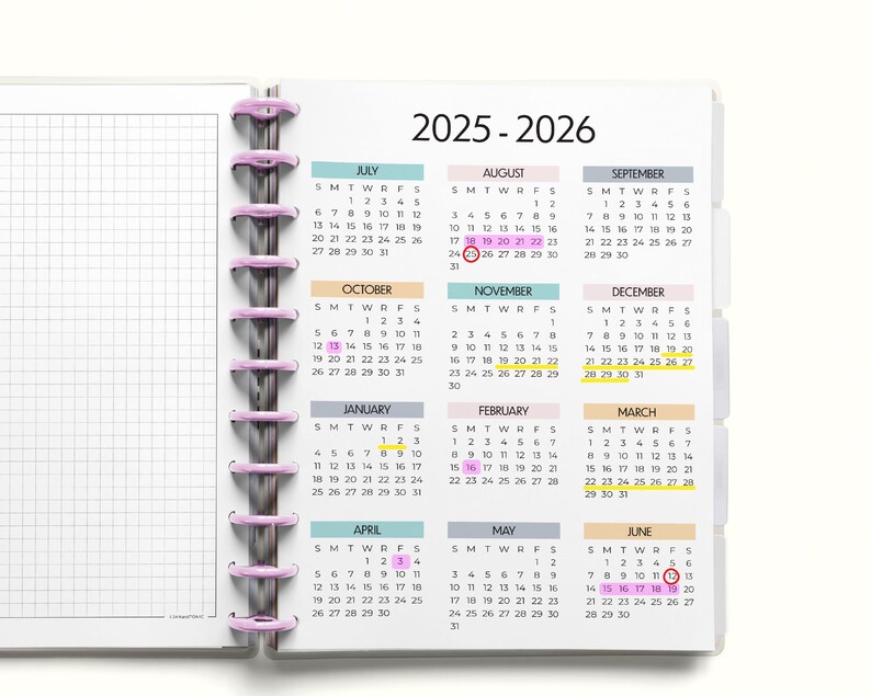 Academic Planner, 2025-2026 School Year Printable, Midyear Calendar ...