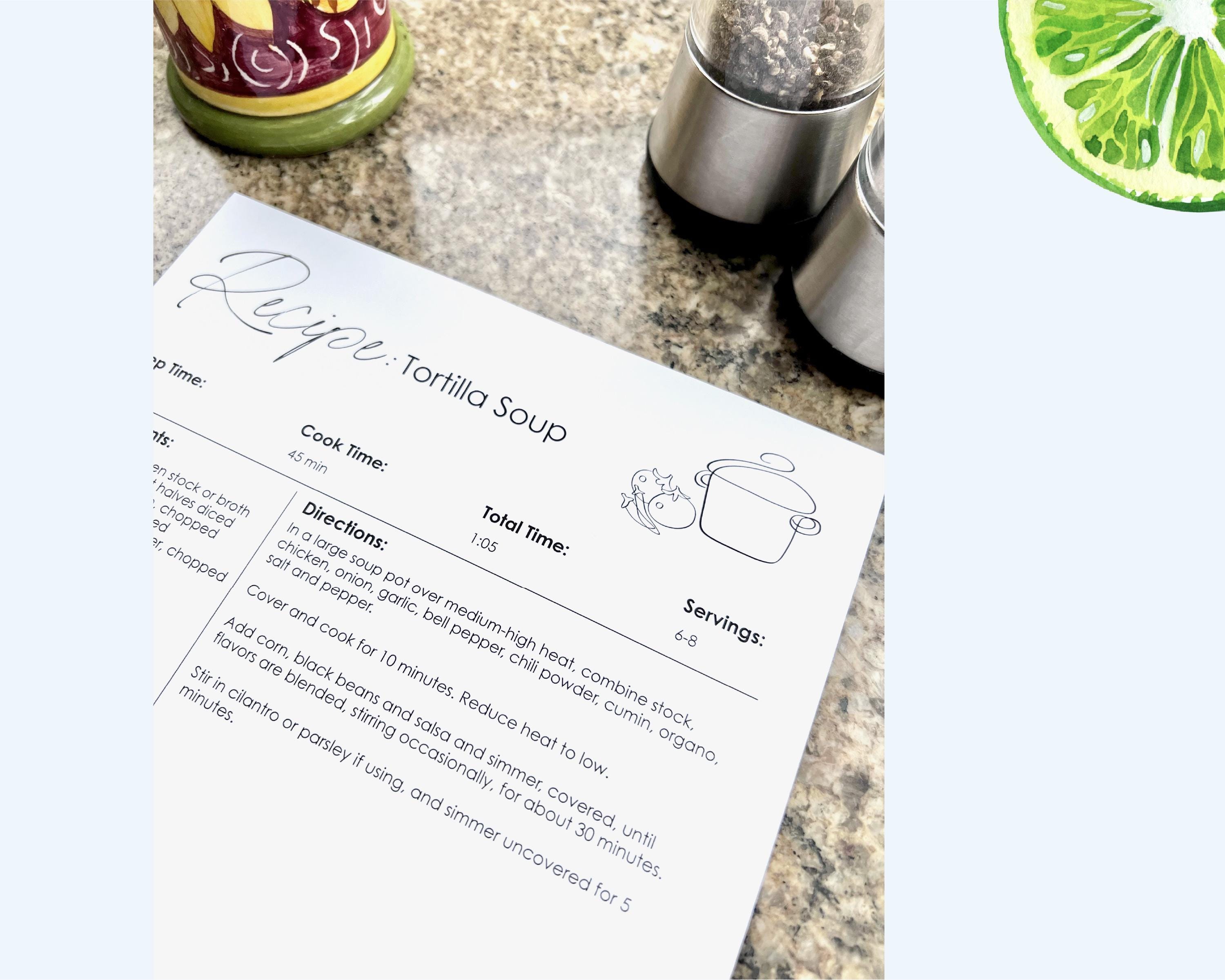Editable Printable Recipe Template, 8.5 X 11 Fillable Pages, 2 Page ...
