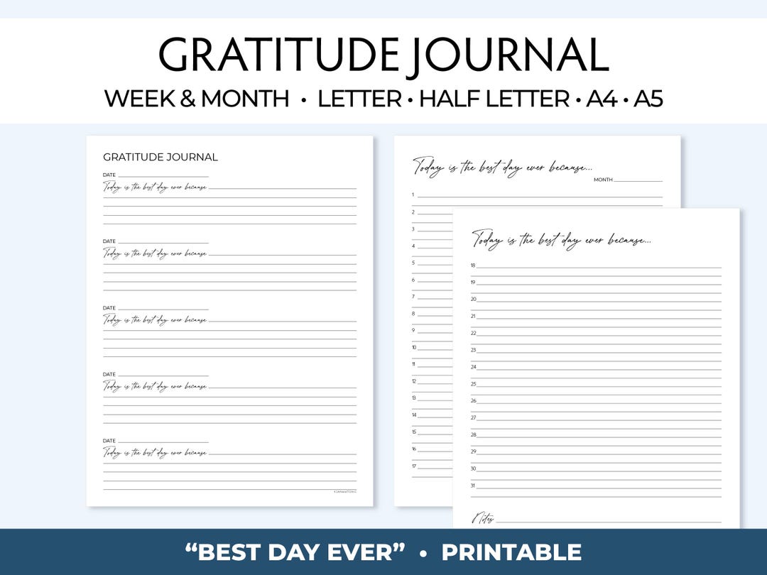 Gratitude Journal Pages, Printable Weekly and Monthly Diary for ...