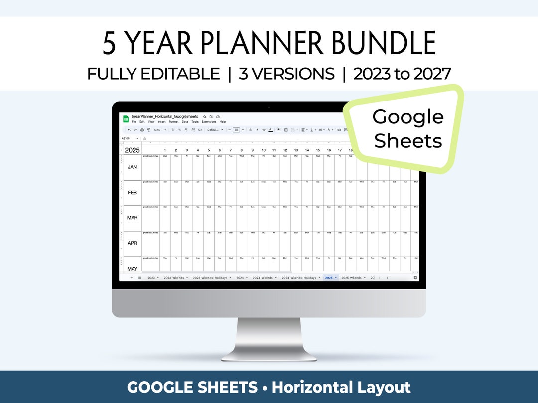 Year Planner Google Sheet, Family, School, Professional, Travel ...