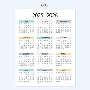 Academic Planner, 2025-2026 School Year Printable, Midyear Calendar ...