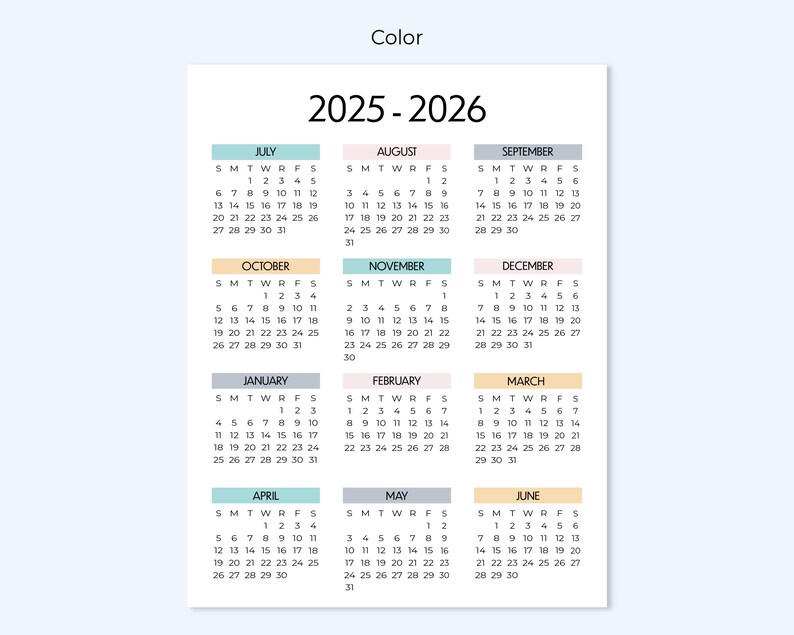 Academic Planner, 2025-2026 School Year Printable, Midyear Calendar ...