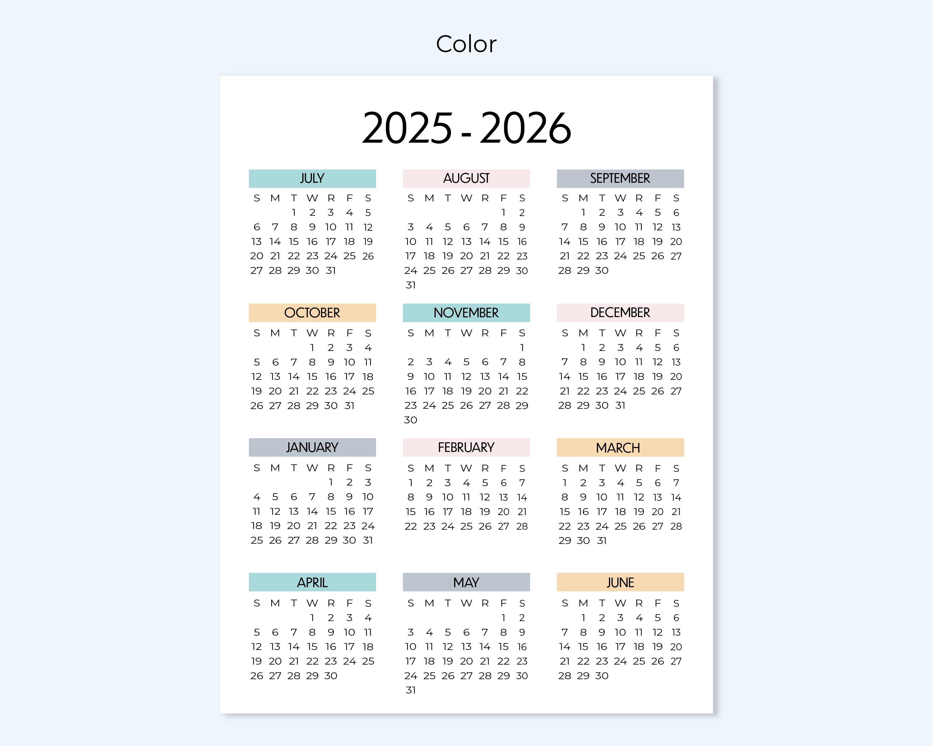 Academic Planner, 2025-2026 School Year Printable, Midyear Calendar ...
