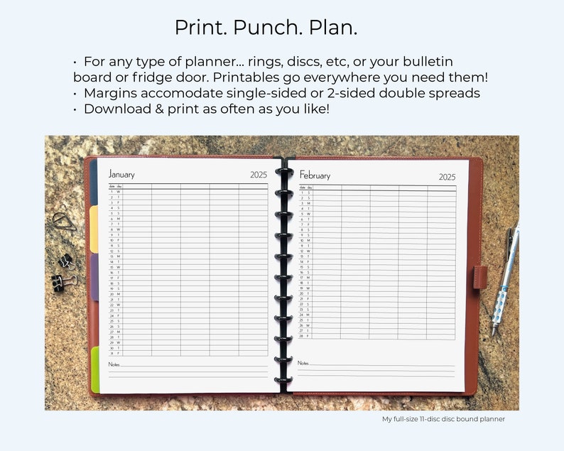 2025 Monthly Planners, 5 Columns for Planning and Tracking. Print on ...