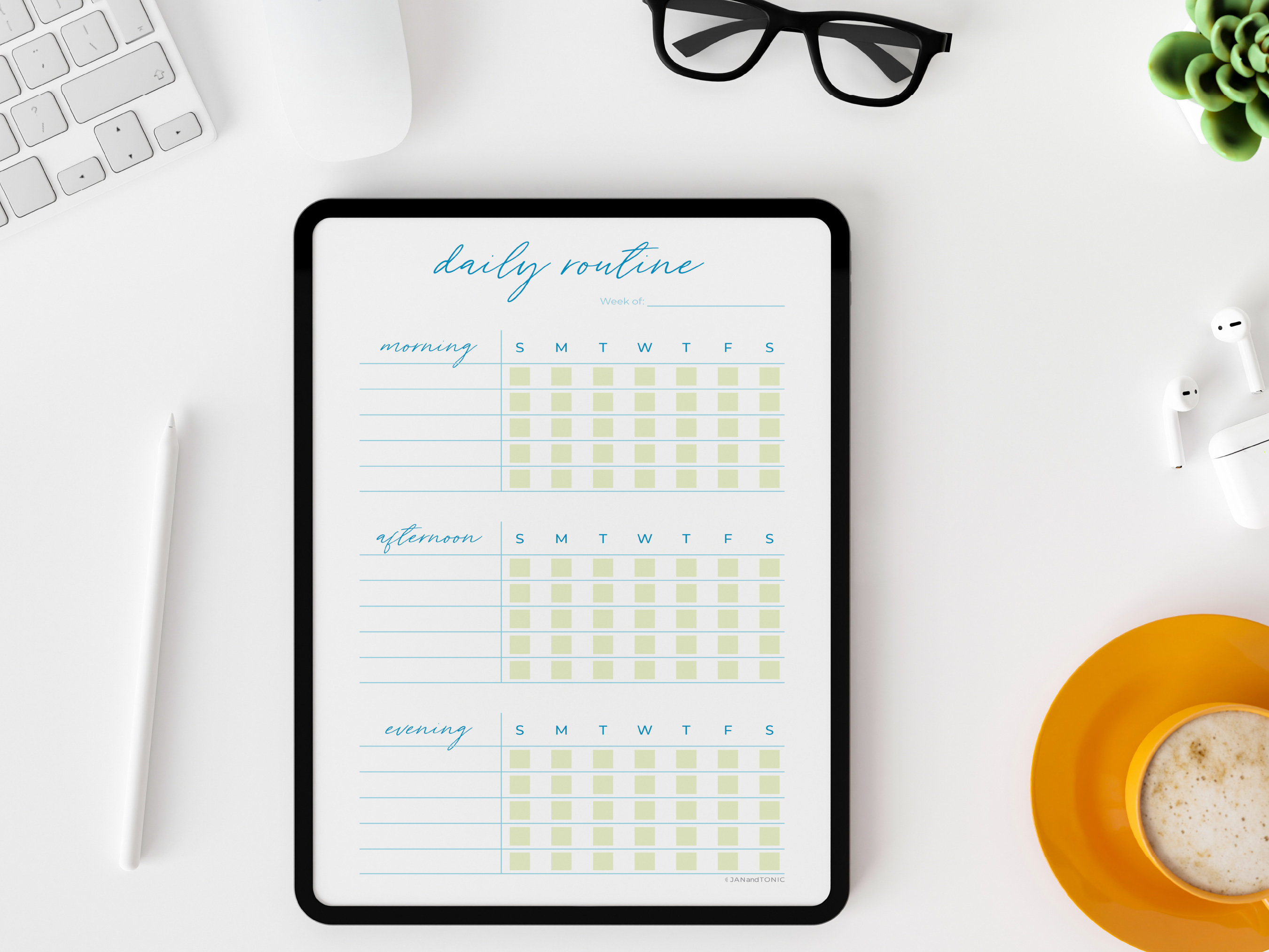 Printable Routine Tracker, Morning, Afternoon, Evening, 5 Color Combos ...