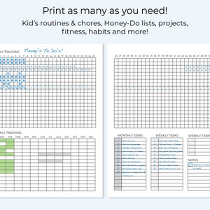 Printable Routine Chart, Simple and Easy Weekly and Monthly Task ...