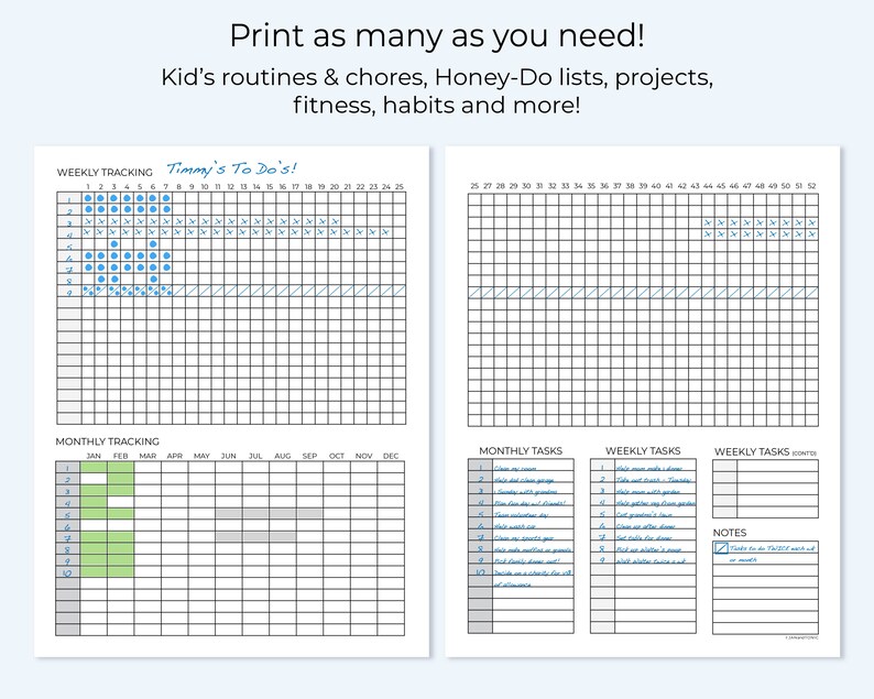 Printable Routine Chart, Simple and Easy Weekly and Monthly Task ...