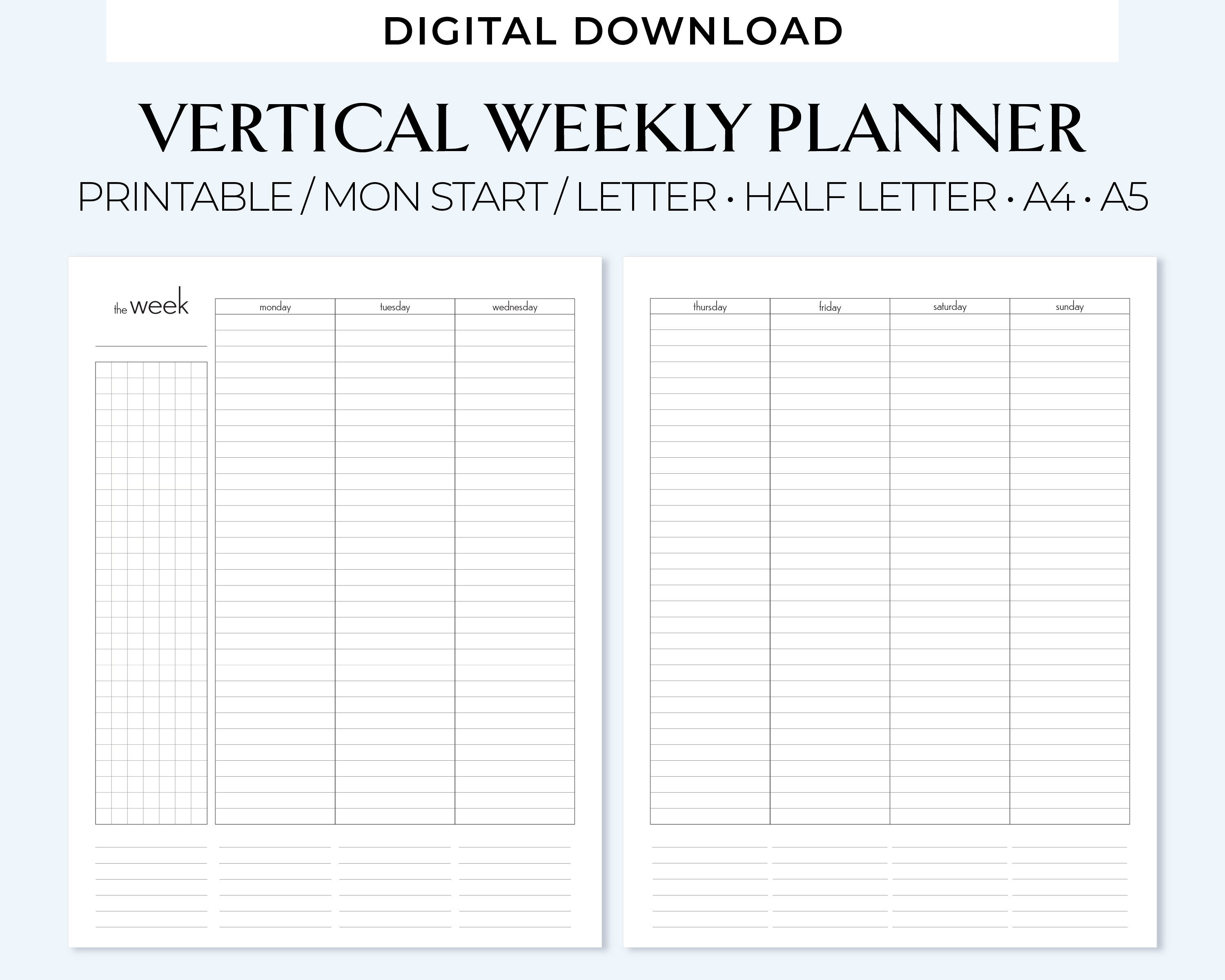 Printable Weekly Planner Monday Start. Track Sleep Study - Etsy
