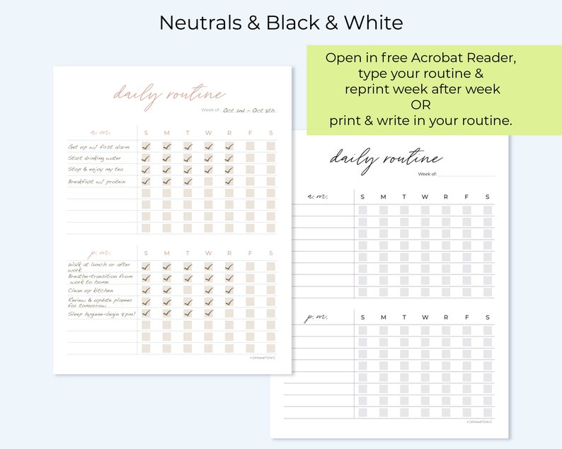 Editable Daily Routine, Habit Tracker, Monday Start, Weekly Routine ...