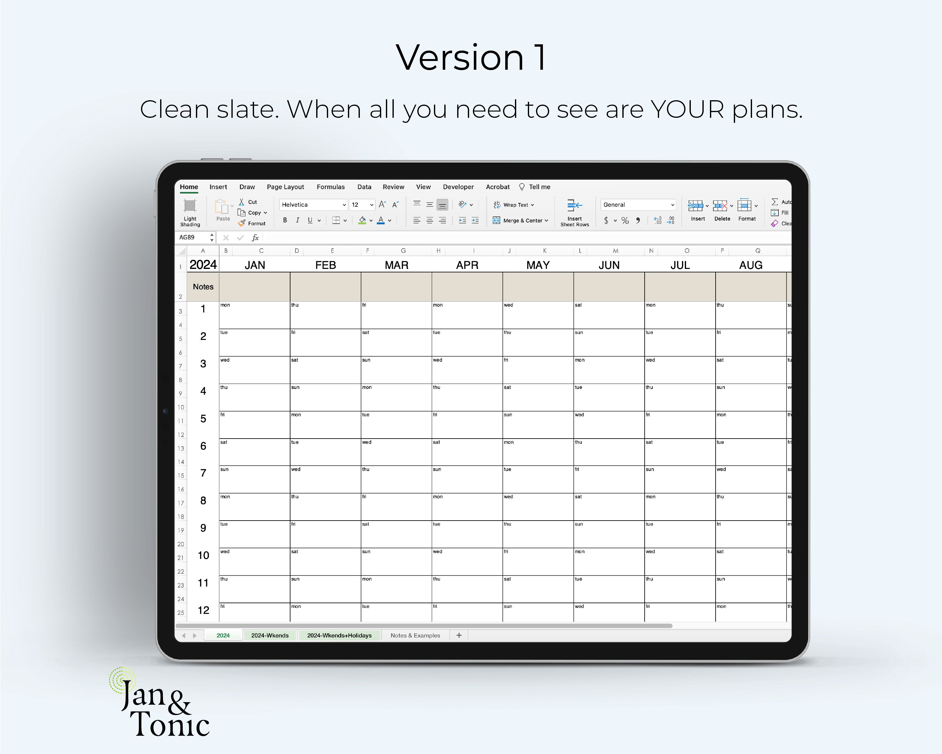 2024 Year Planner Spreadsheet for Family, Habit Tracking, Students ...