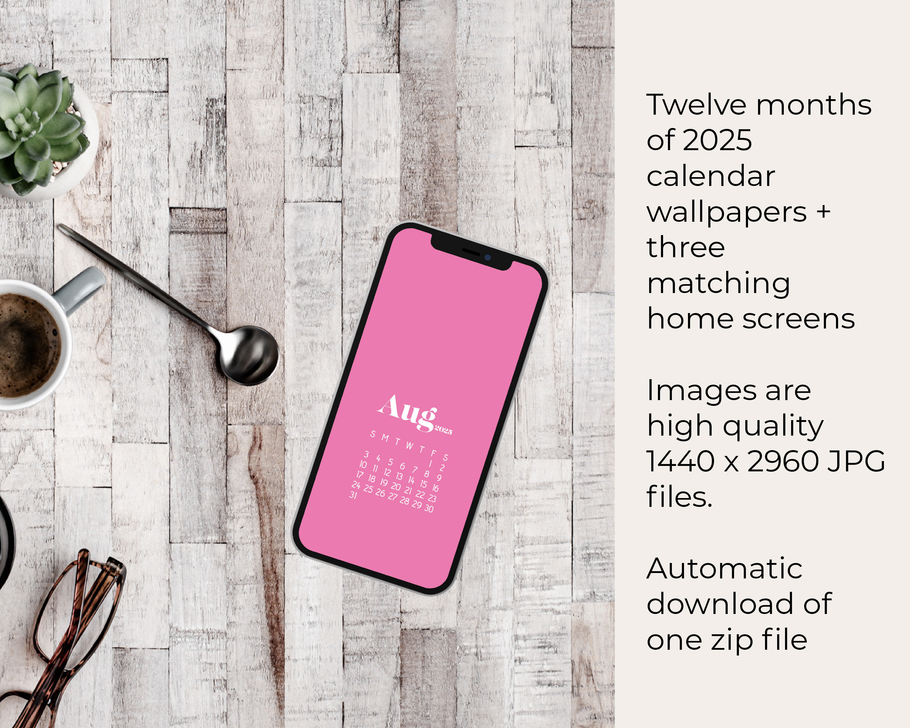 2025 Pink Aesthetic Monthly Wallpaper for Cell Phones, Calendar Lock ...