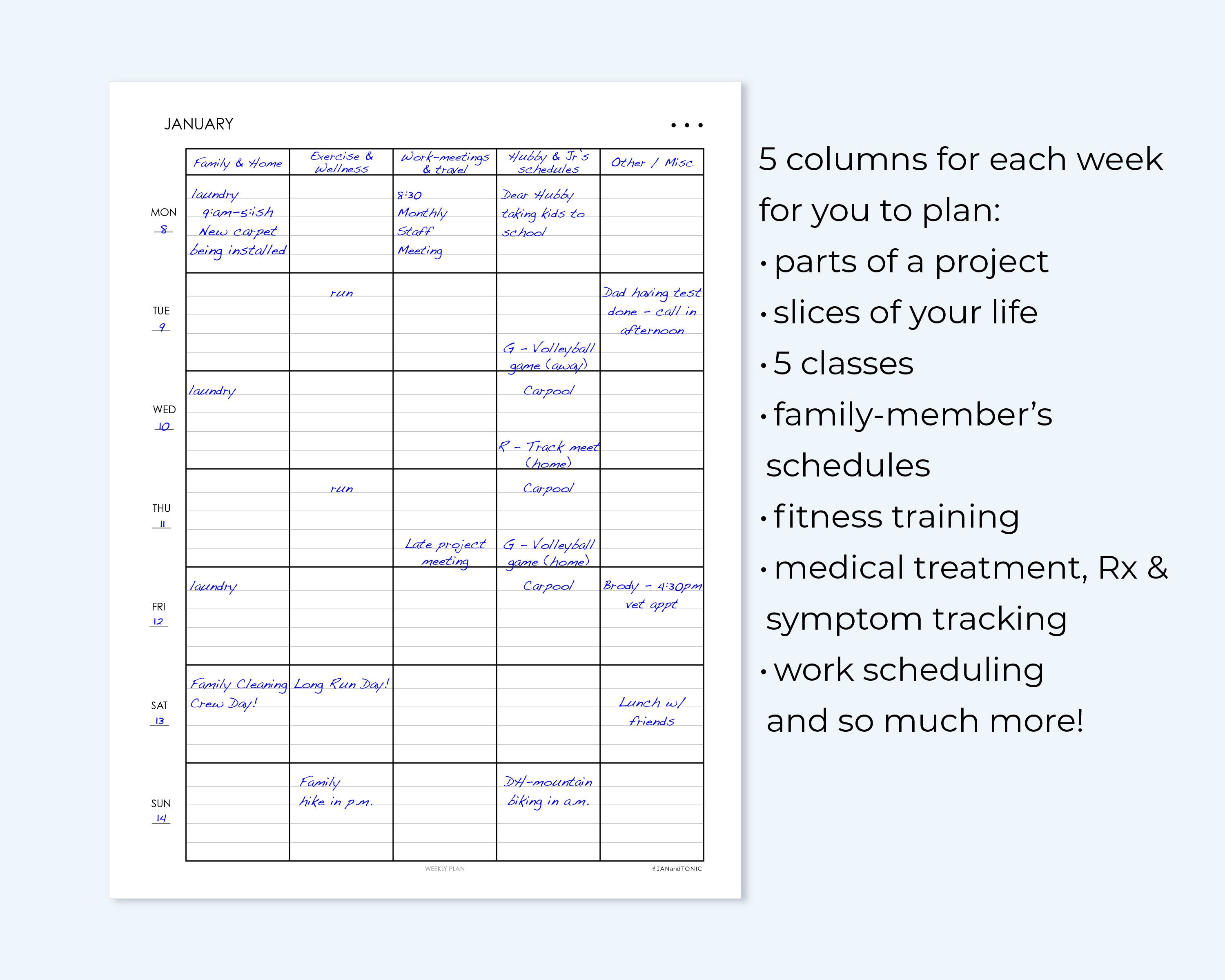 Printable Undated Weekly Overview Planner, Minimal Week on 1 Page WO1P ...