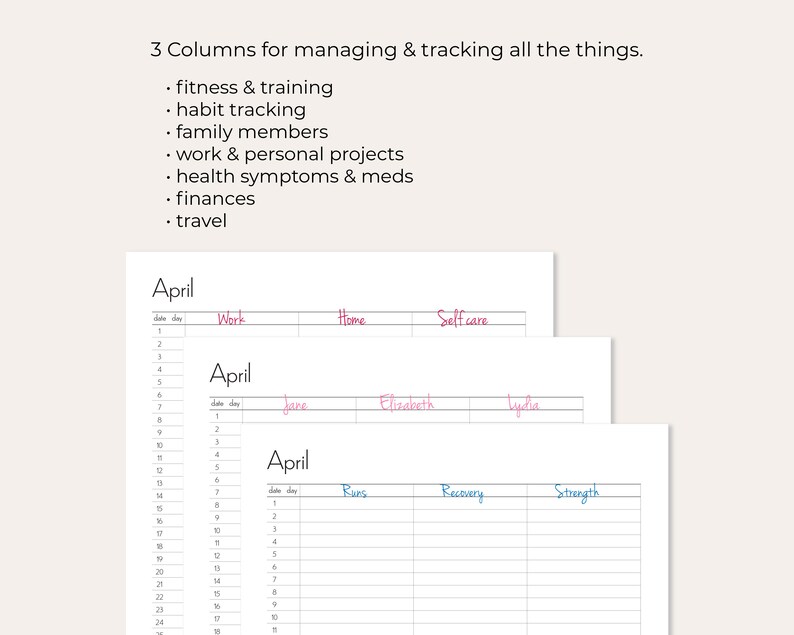 Monthly Planner Page, Printable, 3 Columns for Planning and Tracking ...