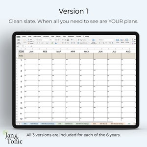 Year Planner Excel Spreadsheet, Family, School, Professional, Travel ...
