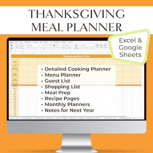 Thanksgiving Meal Prep Planner Spreadsheet - Etsy
