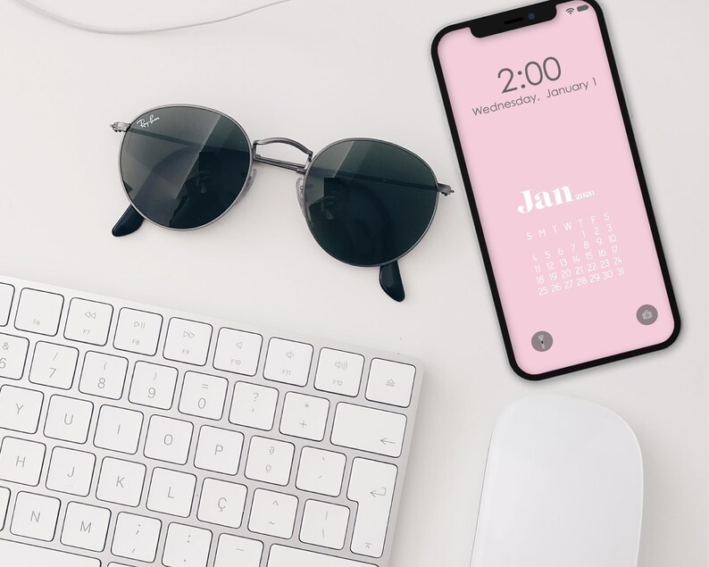 2026 Pink Aesthetic Monthly Wallpaper for Cell Phones, Calendar Lock ...