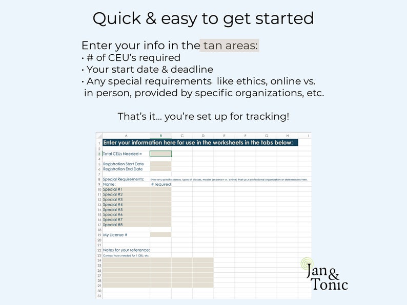 Multiple License Continuing Education Tracker Excel Spreadsheet, CEU ...