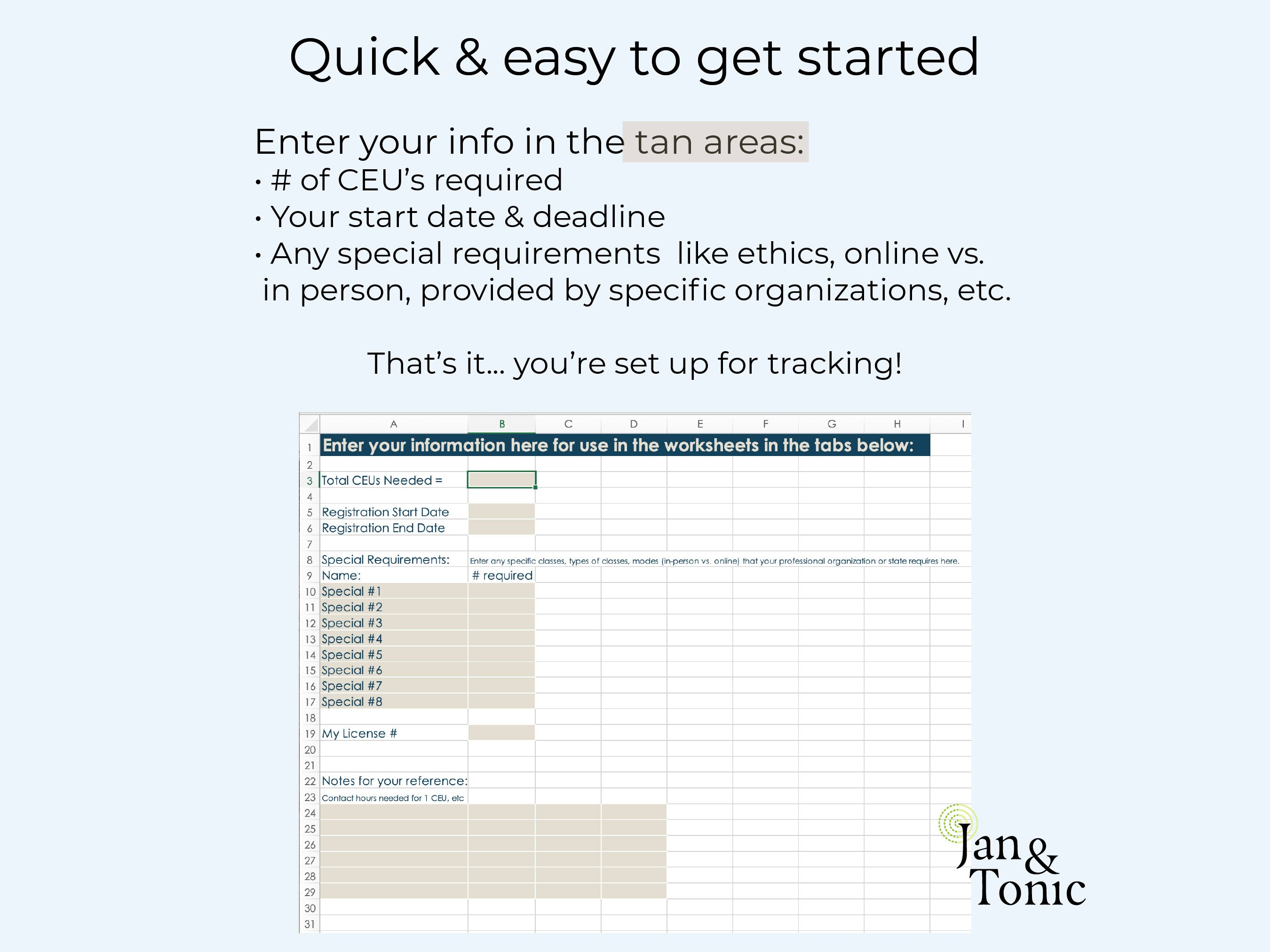 Multiple License Continuing Education Tracker Excel Spreadsheet, CEU ...