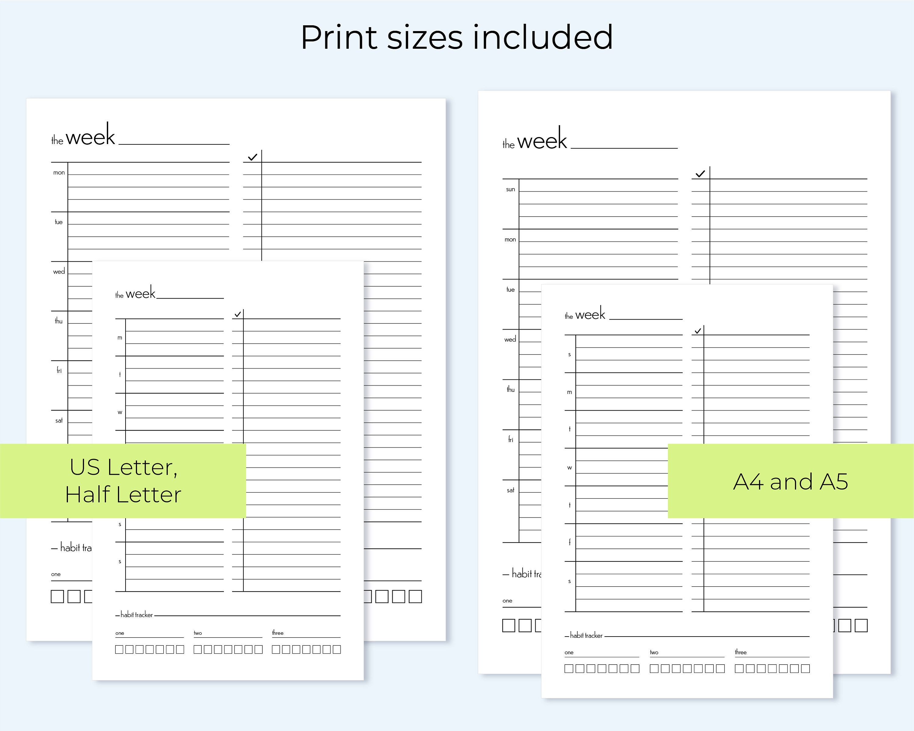 Printable Planner Bundle, Daily, Weekly, Monthly and Yearly for Letter ...